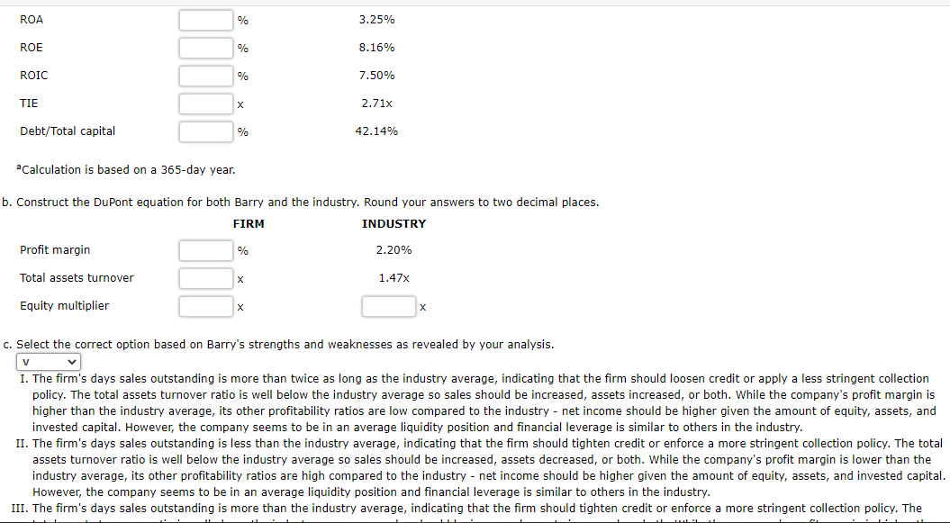 Solved RATIO ANALYSIS Data for Barry Computer Co. and its | Chegg.com