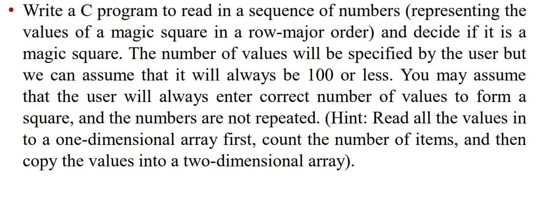 Solved (Magic square) A magic square is an arrangement of | Chegg.com