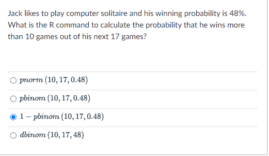 Solved Jack likes to play computer solitaire and his winning | Chegg.com
