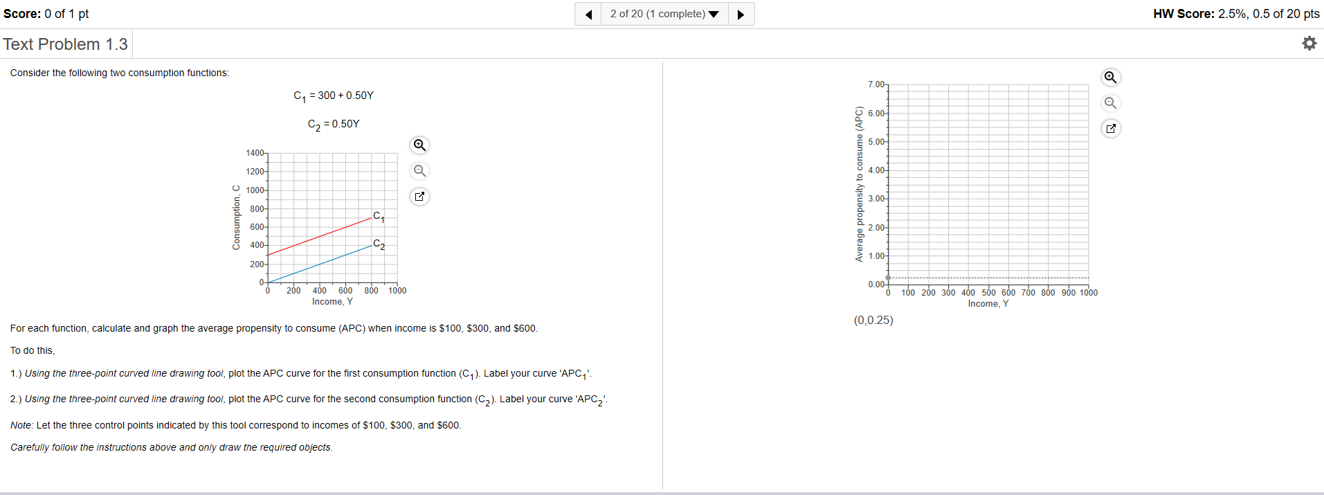 Solved Score: 0 of 1 pt 2 of 20 (1 complete) HW Score: 2.5%, | Chegg.com