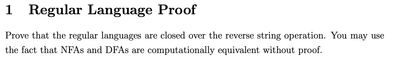 Solved 1 Regular Language Proof Prove that the regular | Chegg.com
