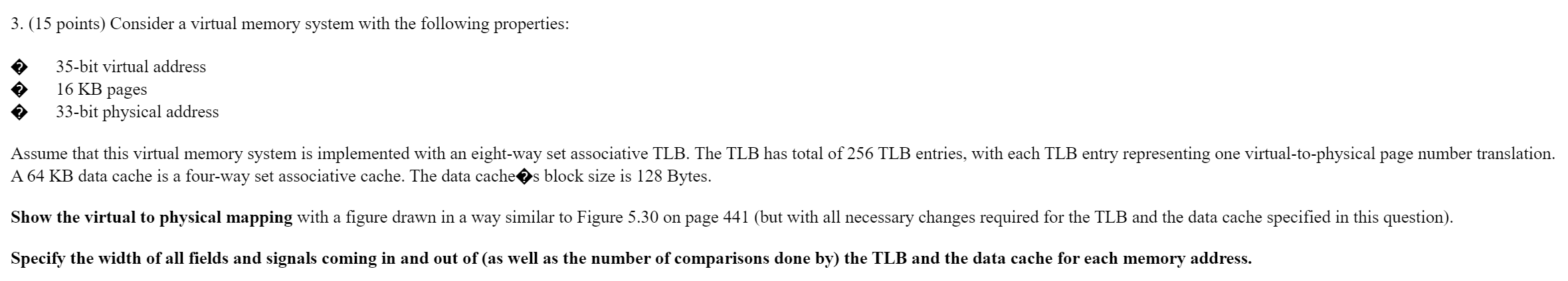 3. (15 points) Consider a virtual memory system with | Chegg.com