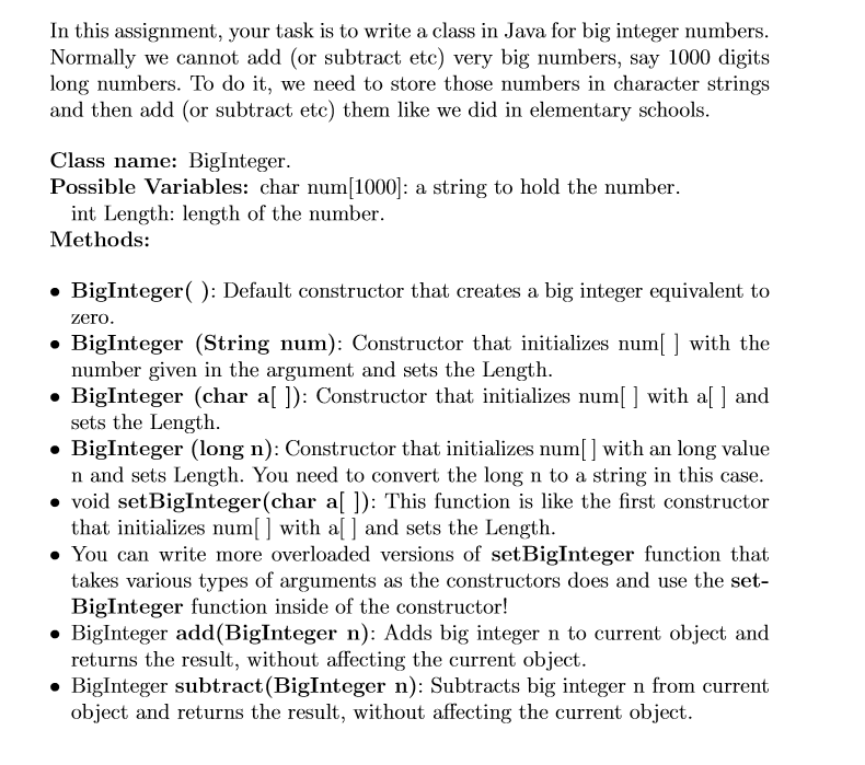Solved In this assignment, your task is to write a class in | Chegg.com
