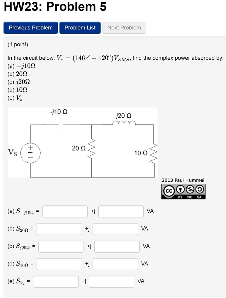 Solved HW23: Problem 5 Previous Problem Problem List Next | Chegg.com