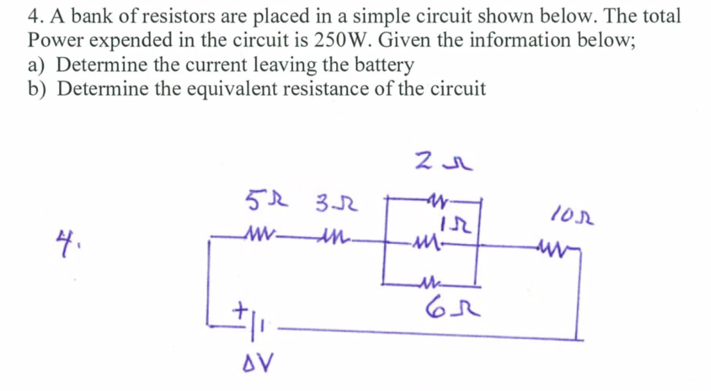 Solved 4. A bank of resistors are placed in a simple circuit | Chegg.com