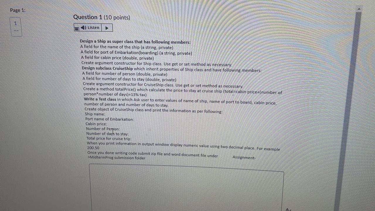 Solved Page 1: Question 1 (10 points) 1 Listen Design a | Chegg.com