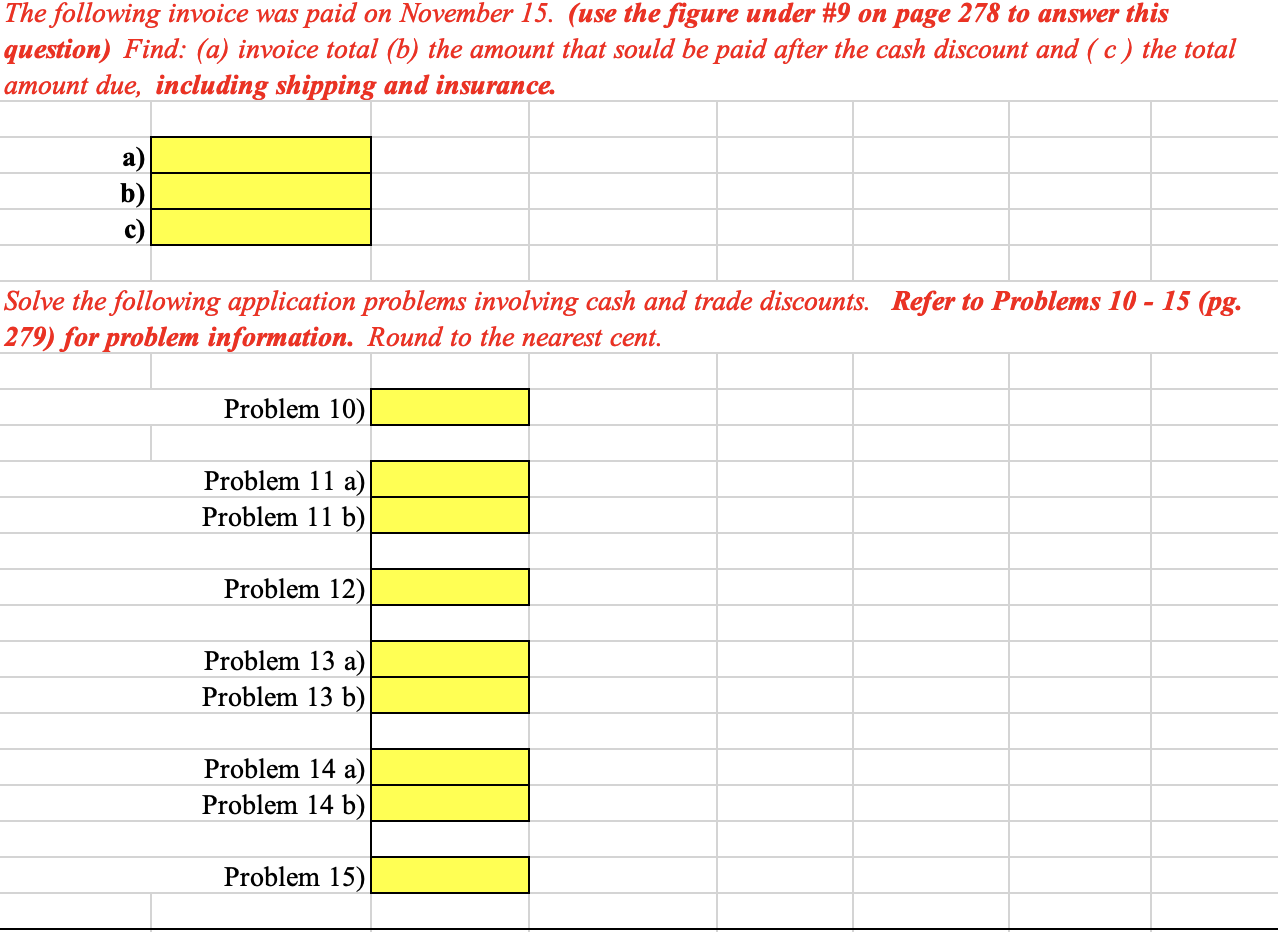 The following invoice was paid on November 15. (use | Chegg.com