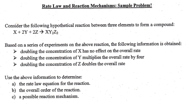 Solved Rate Law and Reaction Mechanisms: Sample Problem! | Chegg.com