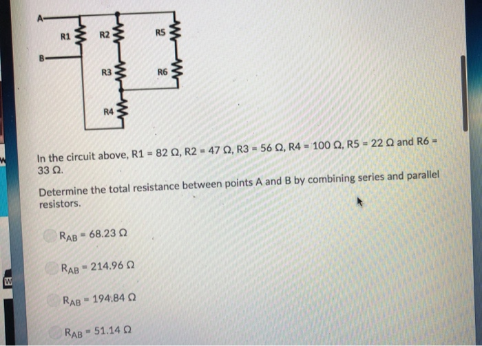 Solved R2 R5 R3 R6 R4 In the circuit above, R1 = 82 Ω, R2 = | Chegg.com