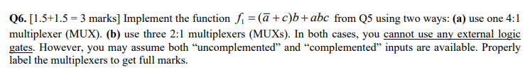 Solved Q6. [1.5+1.5=3 marks ] Implement the function | Chegg.com