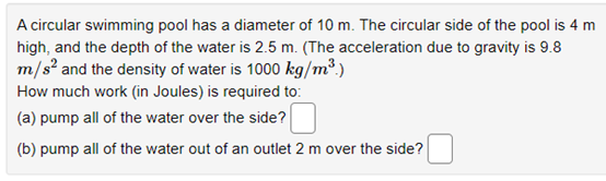 Solved A circular swimming pool has a diameter of 10 m. The | Chegg.com