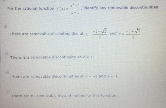 Solved x3-1 For the rational function-f(x) , identify any | Chegg.com