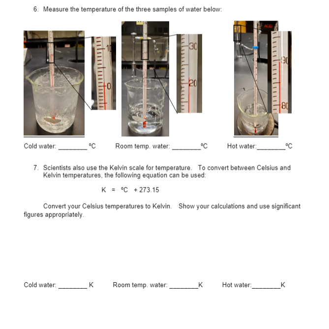 Solved 6. Measure the temperature of the three samples of | Chegg.com