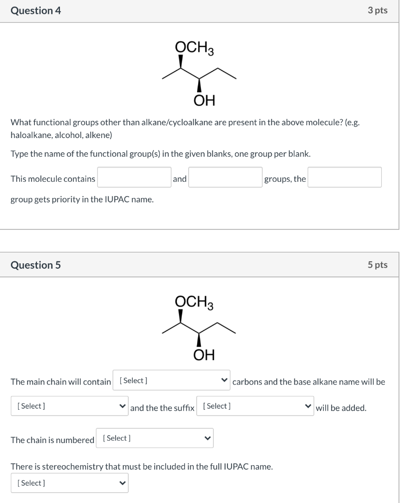 Solved Question 4 3 pts OCH3 OH What functional groups other | Chegg.com
