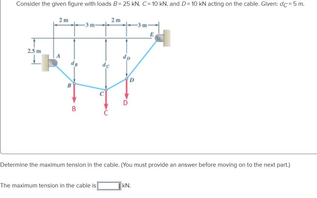 Consider the given figure with loads B=25kN,C=10kN, | Chegg.com