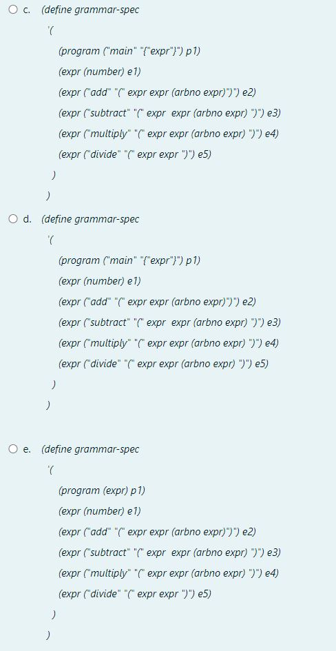 Solved Given the following grammar: program : main { | Chegg.com