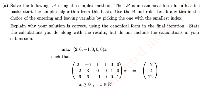 Solved (a) Solve the following LP using the simplex method. | Chegg.com