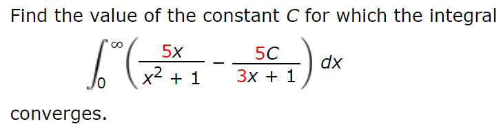 Solved Find the value of the constant C for which the | Chegg.com