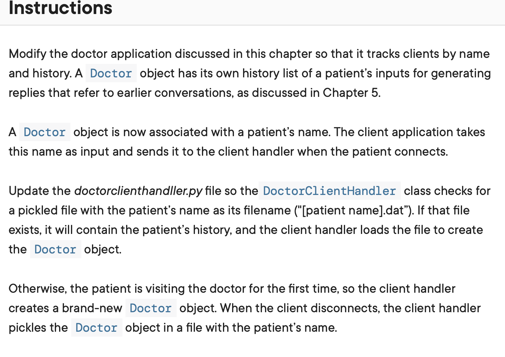 Solved I have five .py files:doctor.py (contains only a | Chegg.com