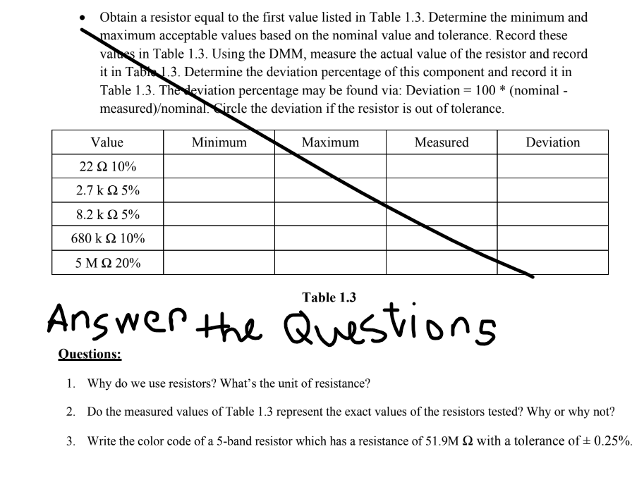 Solved - Given the color codes in Table 1.2, determine and | Chegg.com