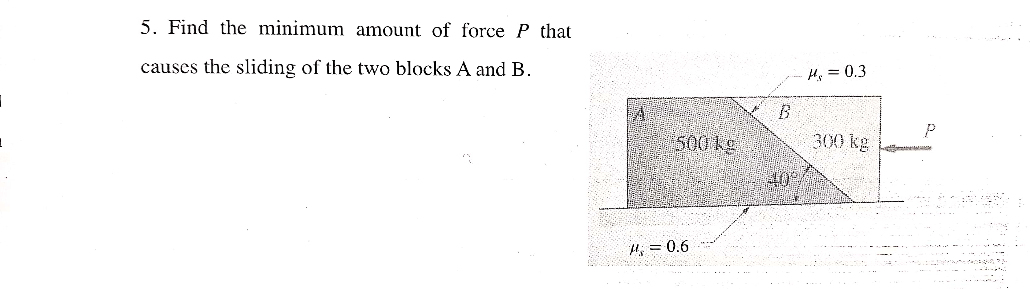 Solved 5. Find the minimum amount of force P that causes the | Chegg.com