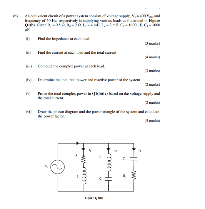 Solved An equivalent circuit of a power system consists of | Chegg.com