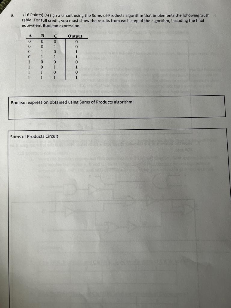 Solved E. (16 Points) Design a circuit using the | Chegg.com