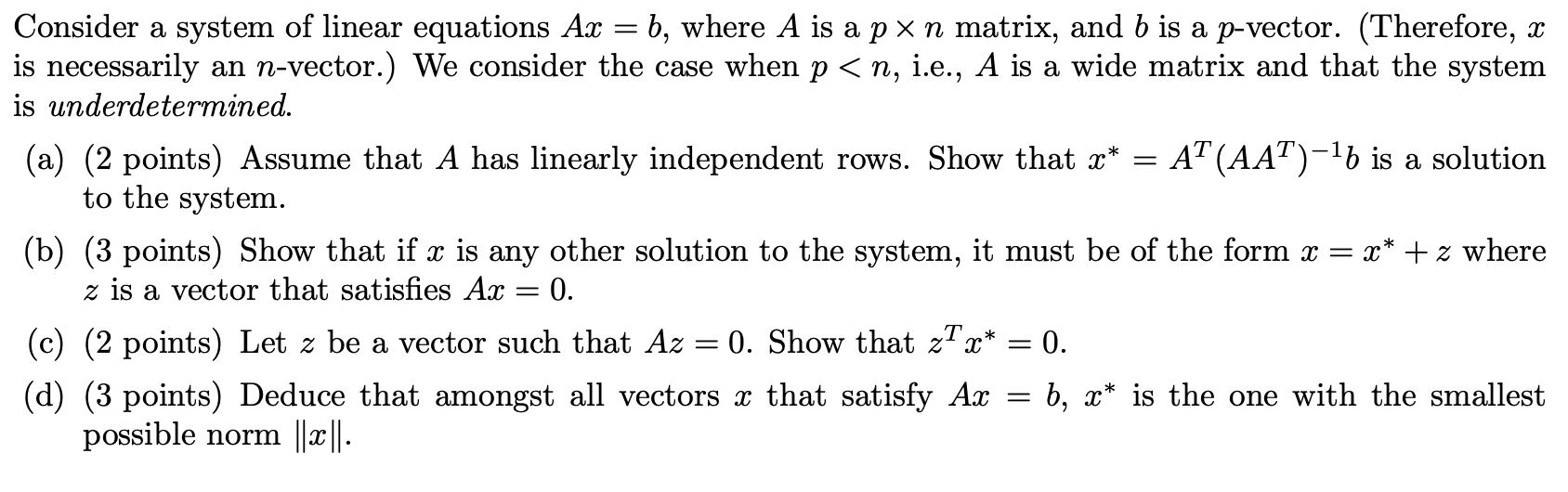 Solved - = Consider a system of linear equations Ax = b, | Chegg.com