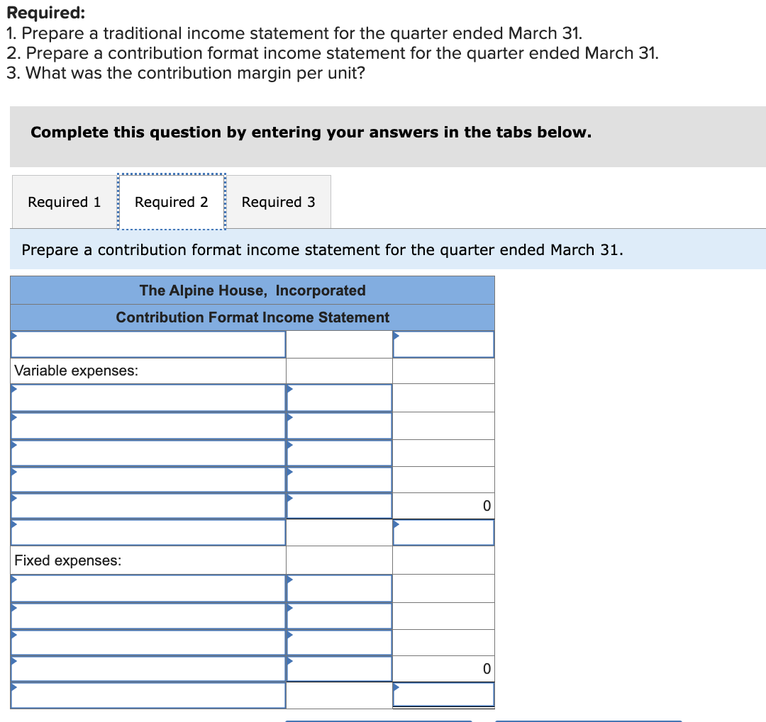 Solved Exercise 1-15 (Static) Traditional and Contribution | Chegg.com