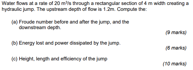 Water flows at a rate of 20 m3/s through a | Chegg.com