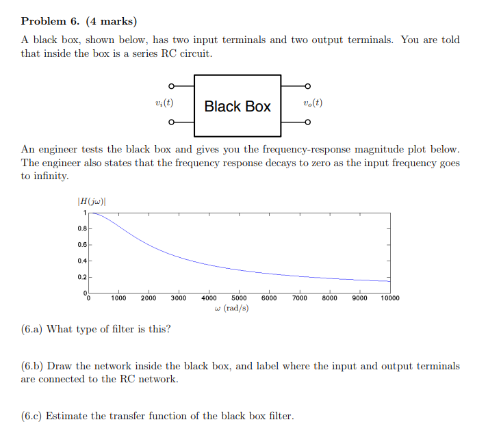 Solved Problem 6. (4 marks) A black box, shown below, has | Chegg.com