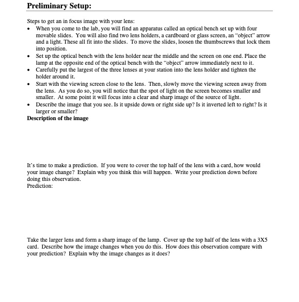 Solved Steps to get an in focus image with your lens: - When | Chegg.com