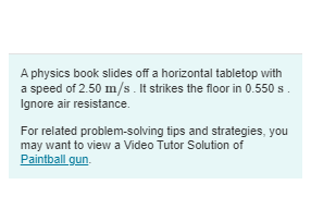 Solved A physics book slides off a horizontal tabletop with | Chegg.com