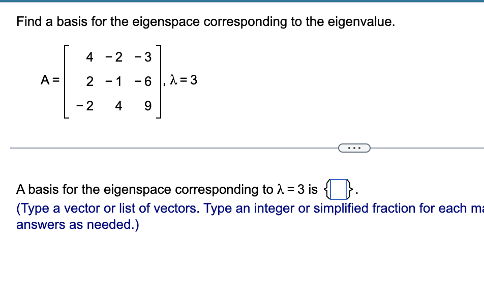 Solved Find a basis for the eigenspace corresponding to the | Chegg.com