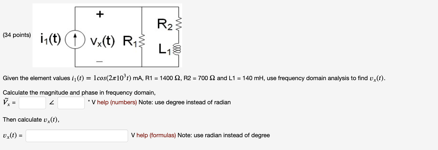 Solved (34 points) Given the element values | Chegg.com