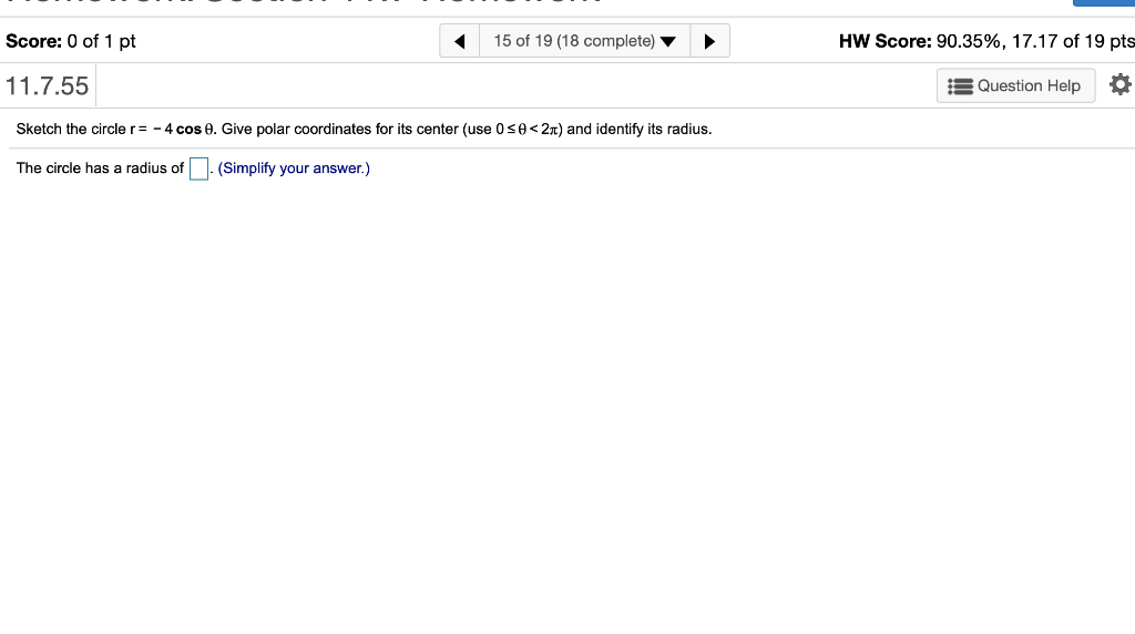 Solved Sketch the circle r=−4cosθ. Give polar coordinates | Chegg.com