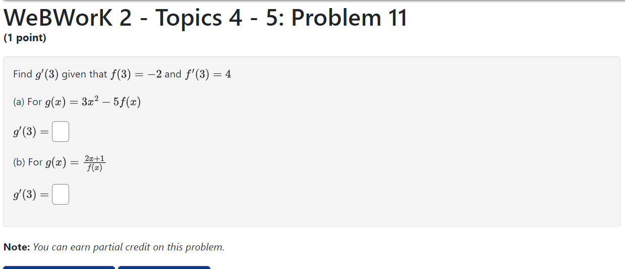 Solved WeBWork 2 - Topics 4 - 5: Problem 11 (1 point) Find | Chegg.com