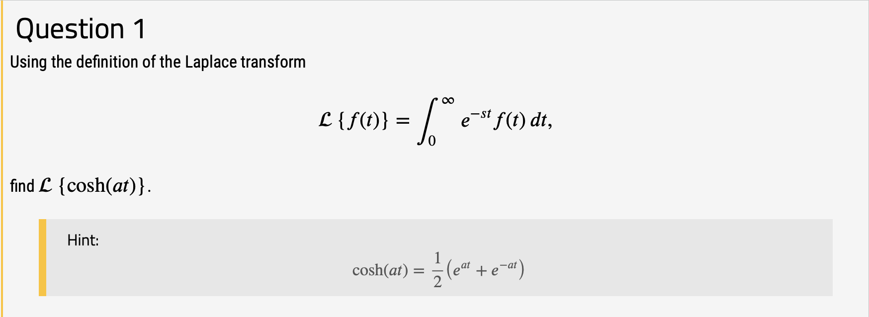 Solved Using the definition of the Laplace transform | Chegg.com