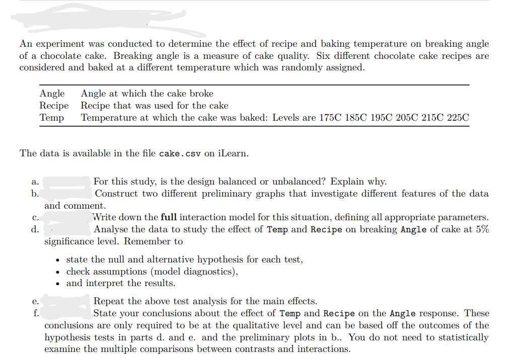 Solved An experiment was conducted to determine the effect | Chegg.com