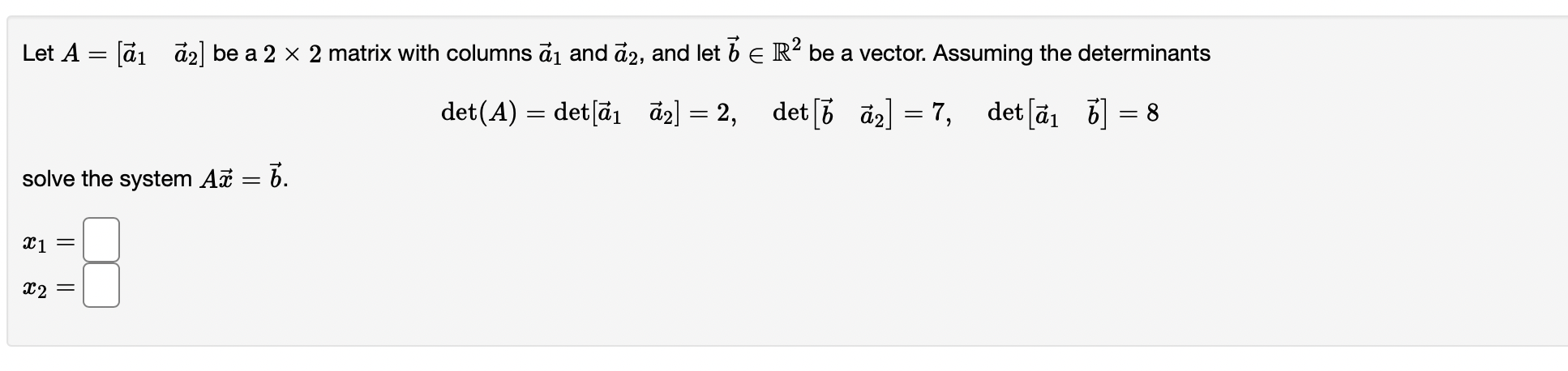 Solved Let A=[a1a2] be a 2×2 matrix with columns a1 and a2, | Chegg.com