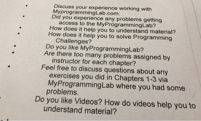 Discuss your experience working with | Chegg.com