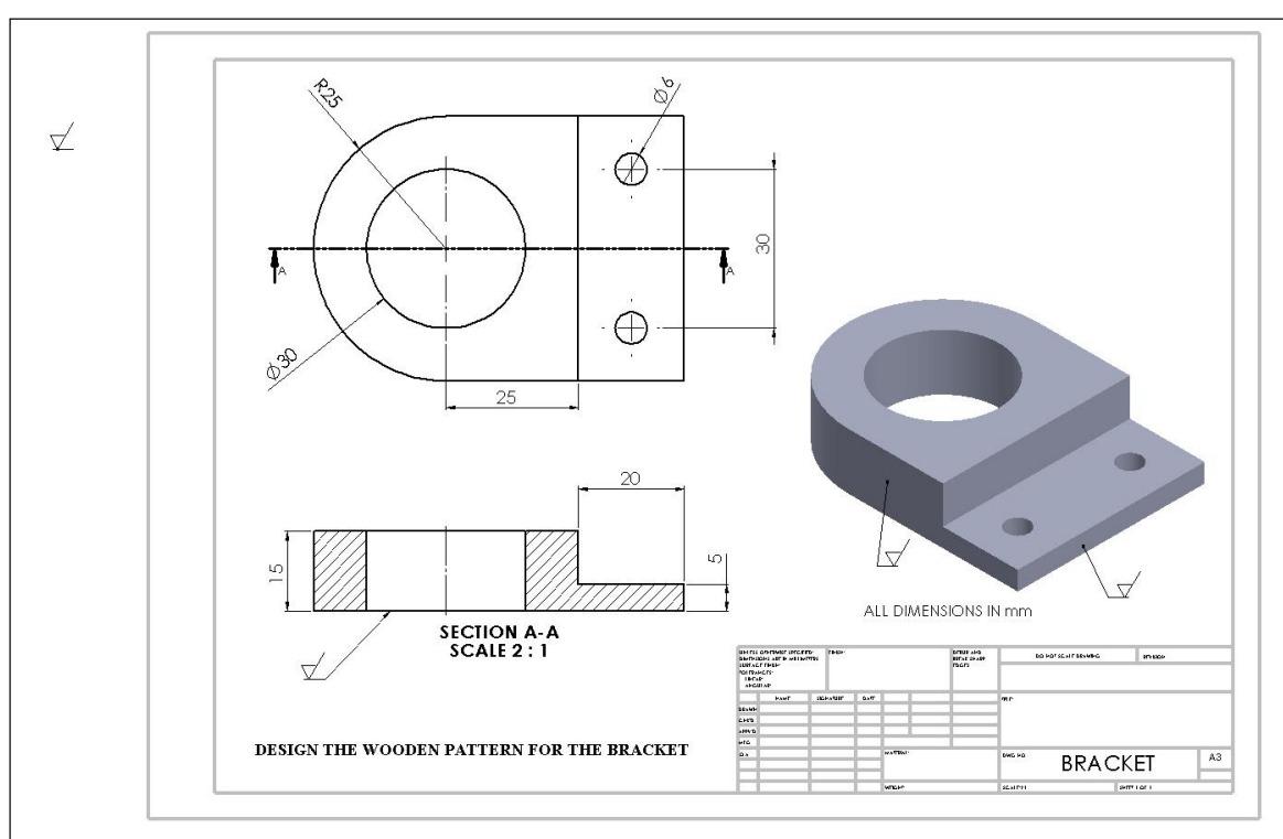 Solved Lab report on Pattern Design The drawing of BRACKET | Chegg.com