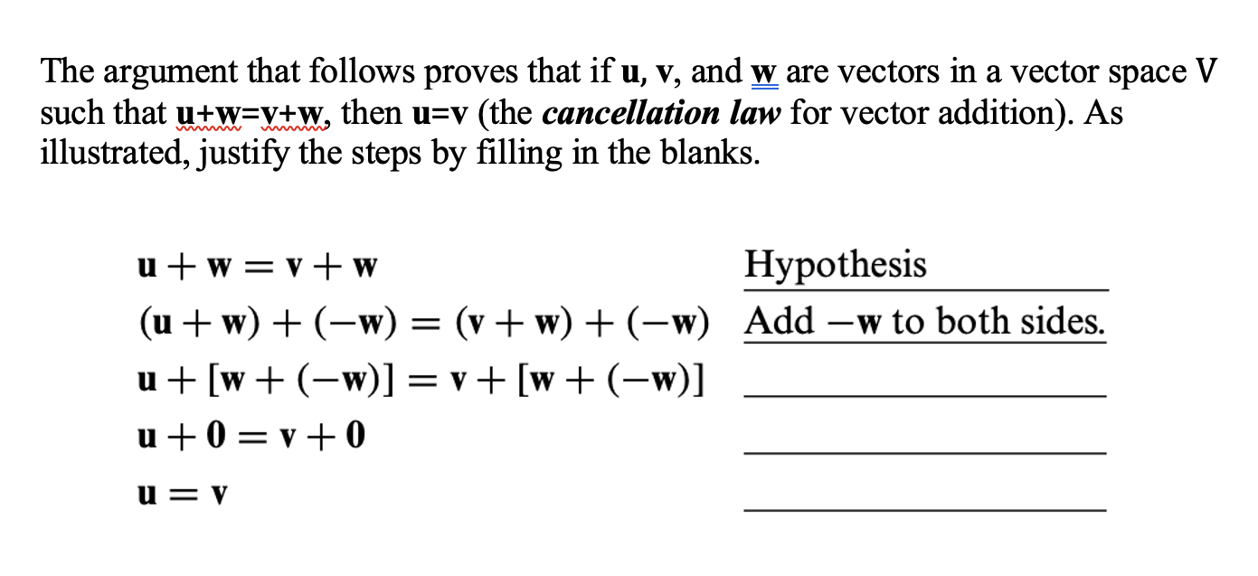 Solved The argument that follows proves that if u, v, and w | Chegg.com