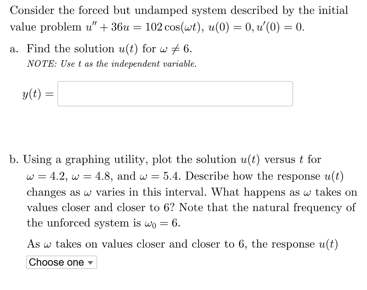 Solved b. ﻿Using a graphing utility, plot the solution u(t) | Chegg.com