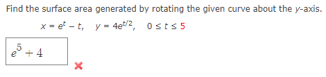 Solved Find the surface area generated by rotating the given | Chegg.com