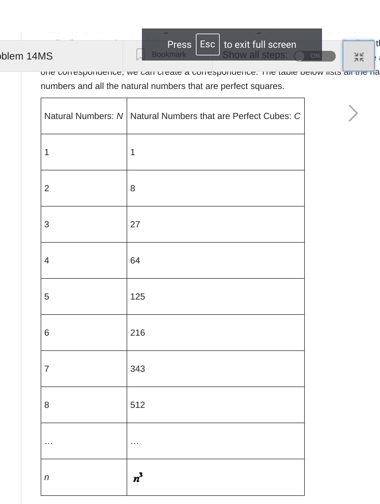 Solved Can you show an example of one-to-one correspondence | Chegg.com