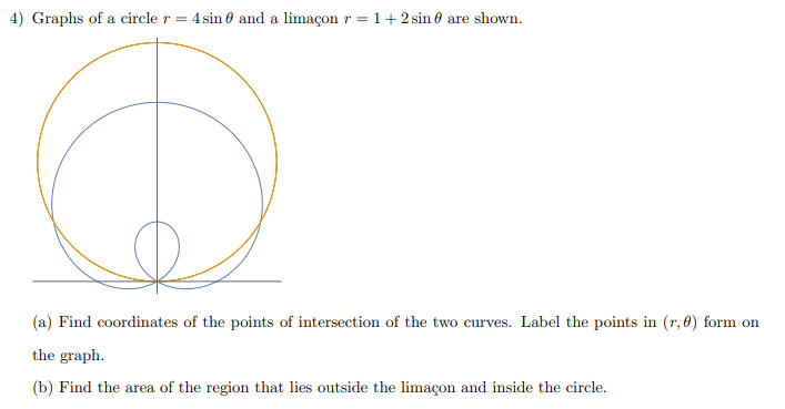 Solved 4) Graphs of a circle r = 4 sin and a limaçon r=1+2 | Chegg.com