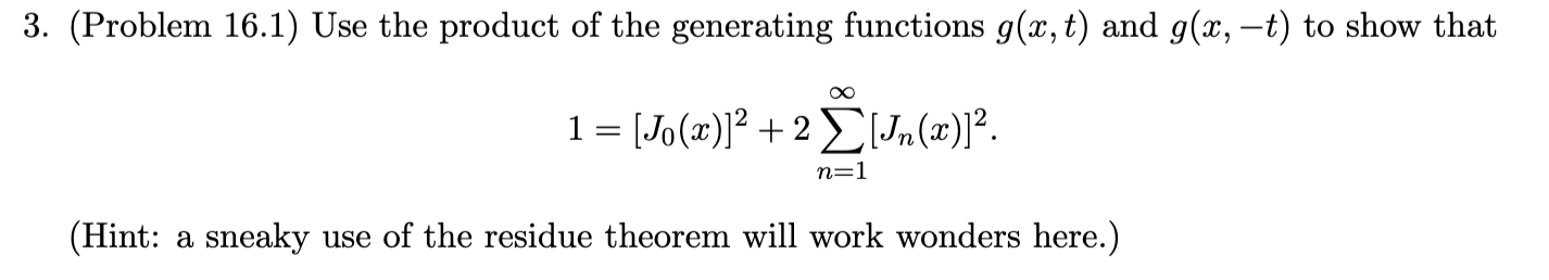 Use the product of the generating functions g(x,t) | Chegg.com
