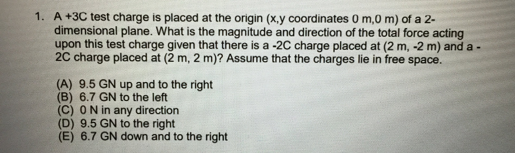 Solved A +3C test charge is placed at the origin (x,y | Chegg.com