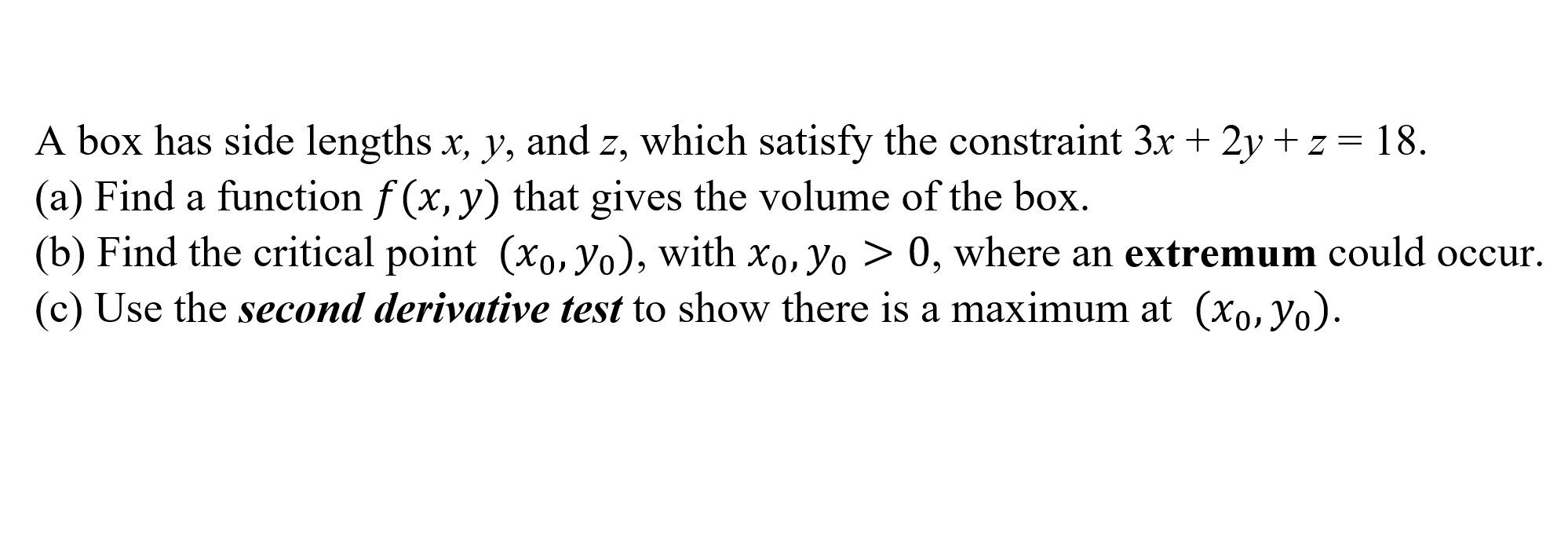 Solved A box has side lengths x, y, and z, which satisfy the | Chegg.com
